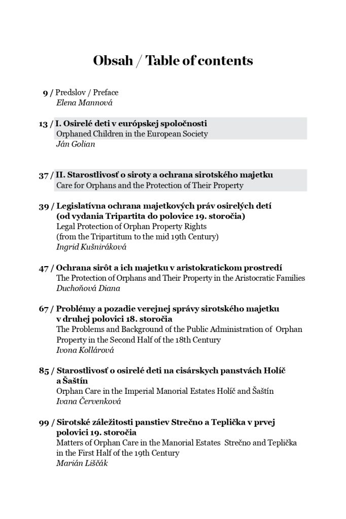 Zabrániť bahnu morálneho rozkladu. Starostlivosť o osirelé deti v ...